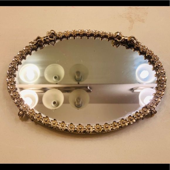 Unlisted | Accents | Sam Fink Cherubs Floral Oval Footed Vanity Mirror ...